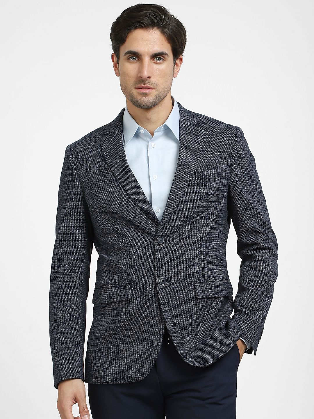 Buy Navy Blue Structured Blazer for Men Online