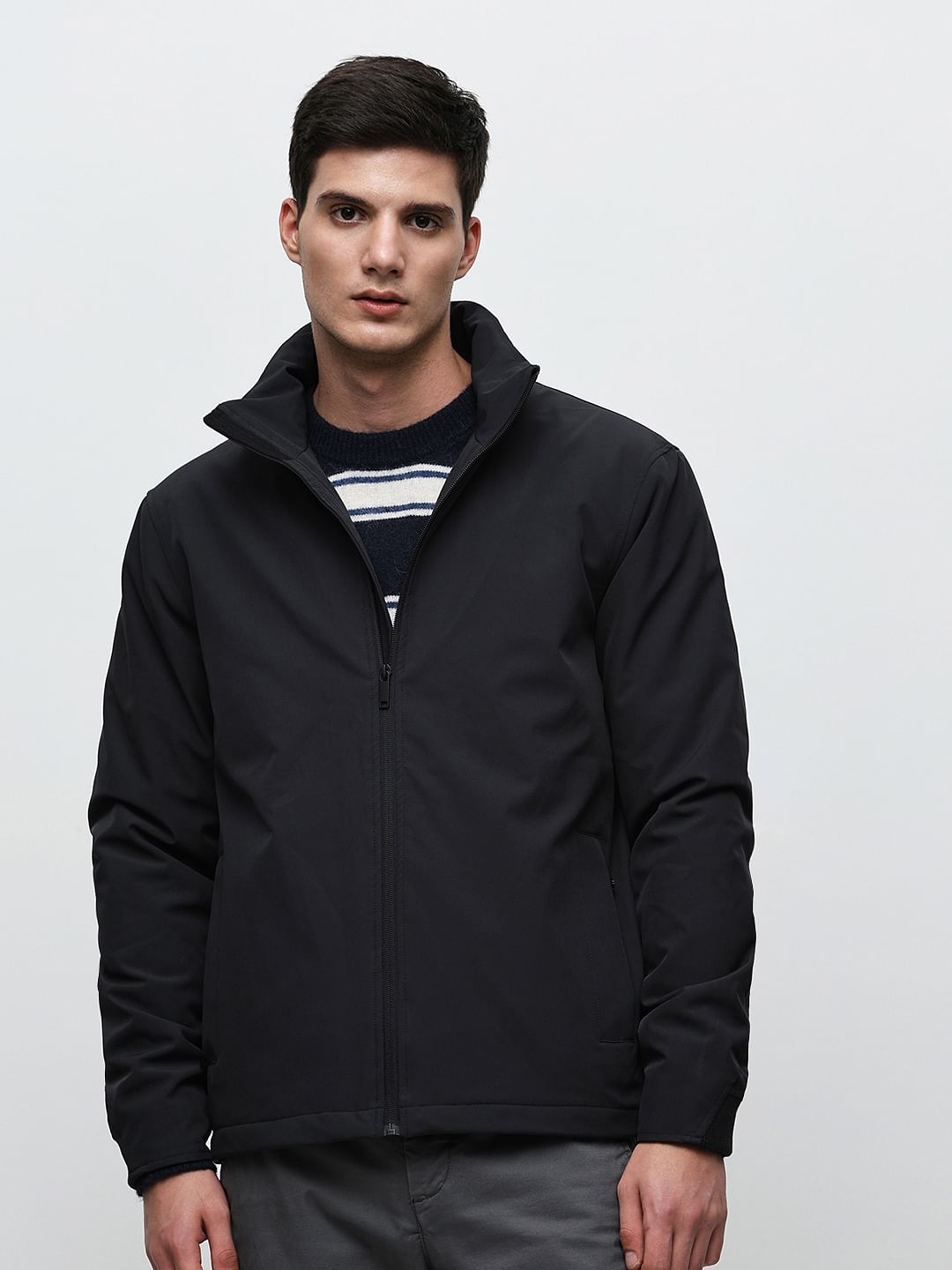 Buy Black High Neck Padded Jacket for Men Online