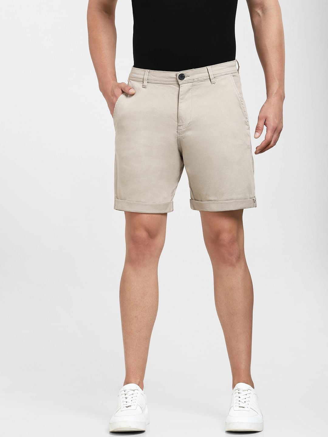 Buy Beige Mid Rise Shorts for Men Online