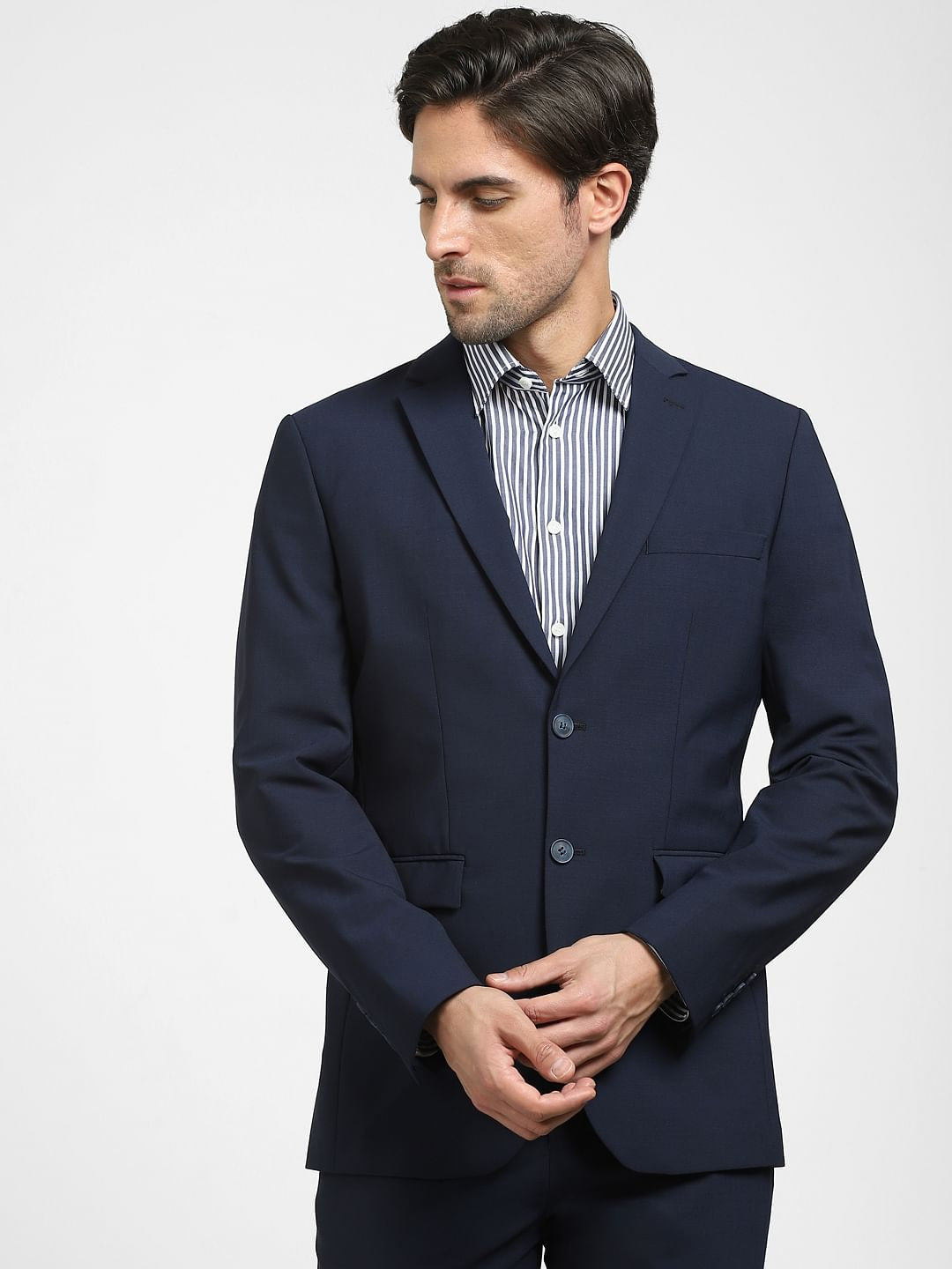 Buy Navy Blue Double Button Suit-Set Blazer for Men Online