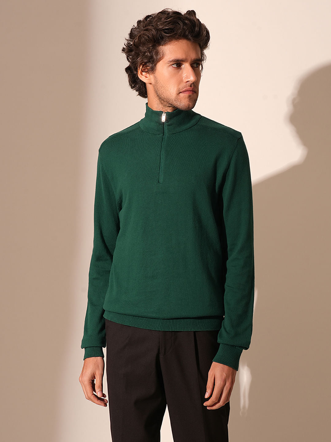 Buy Green Half-Zip Pullover for Men Online