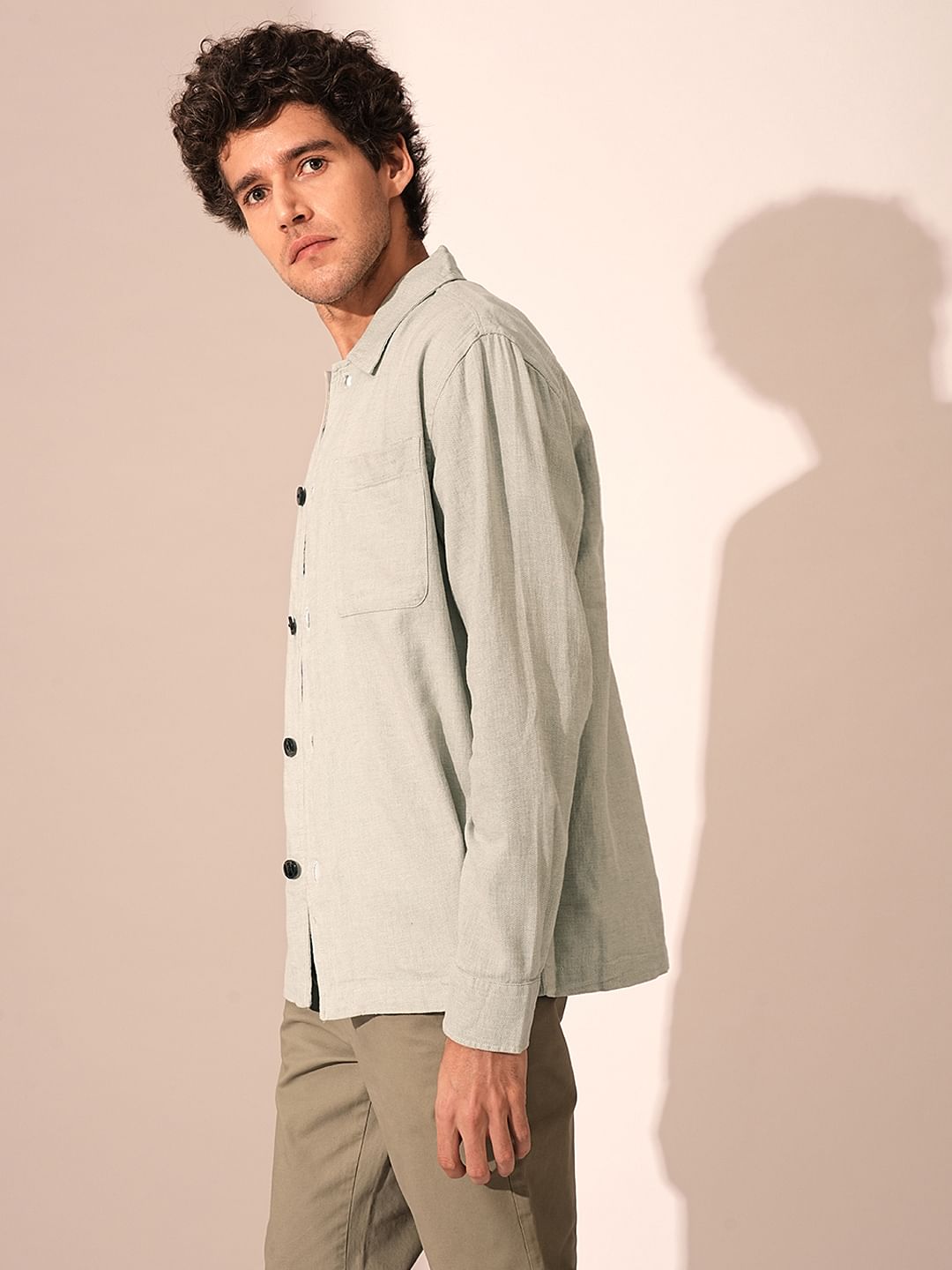 Buy Green Organic Cotton Shacket for Men Online