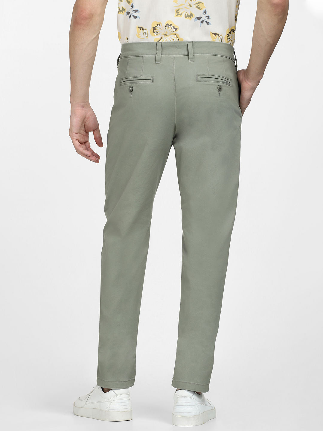 Buy Green Mid Rise Slim Fit Pants for Men Online