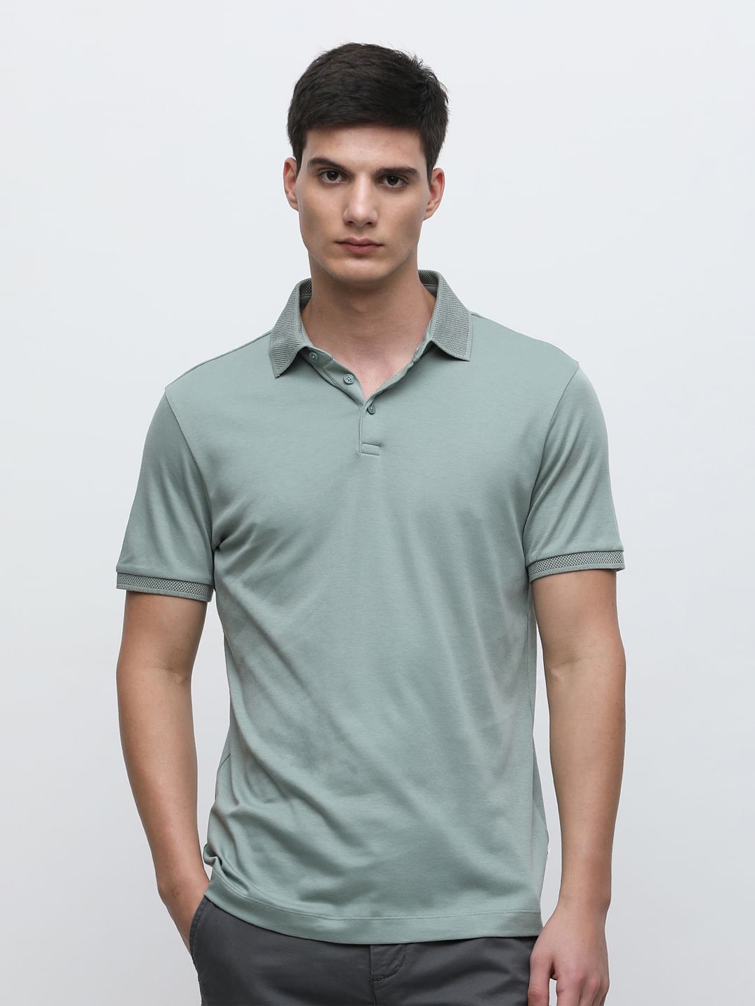 Buy Green Polo Neck T-shirt for Men Online