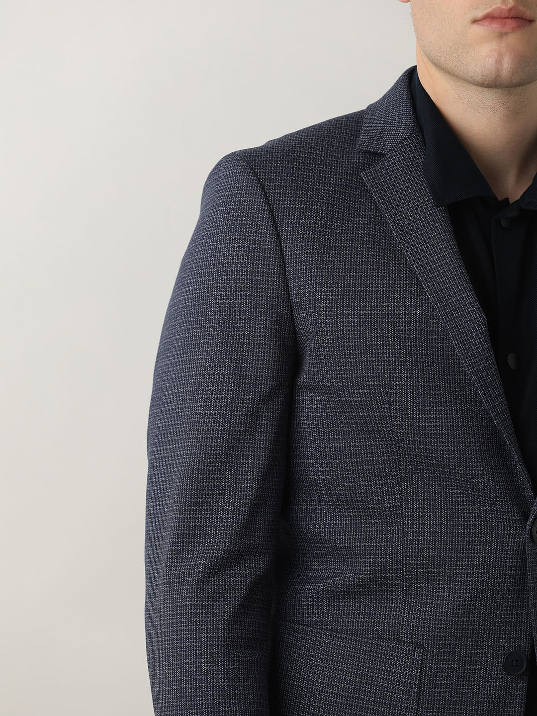 Buy Navy Blue Structured Blazer for Men Online