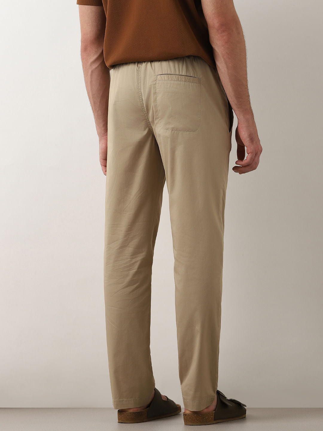 Buy Beige Mid Rise Straight Fit Pants for Men Online
