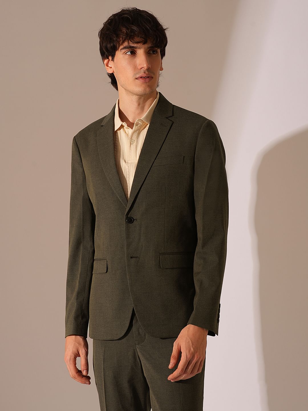 Buy Brown Structed Suit-Set Blazer for Men Online