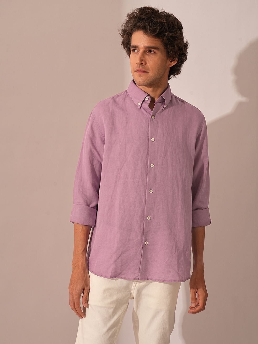 Buy Light Purple Linen Shirt for Men Online